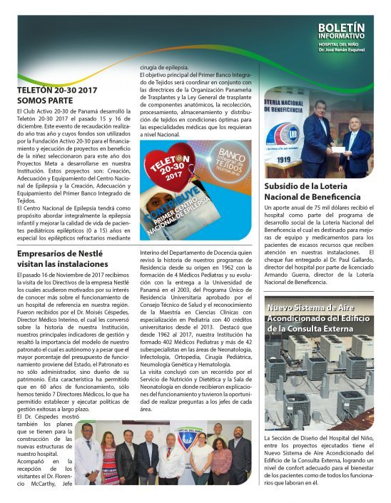 Boletines Informativos – Hospital del Niño Dr. José Renán Esquivel